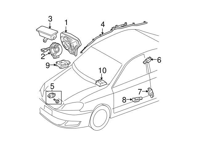 2005-2008 Toyota Air Bag Impact Sensor (Left, Right, Front) 89173-09120 ...