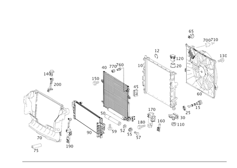 Radiator, Mounting, and Covering for 2007 Mercedes-Benz R500 | Mercedes ...