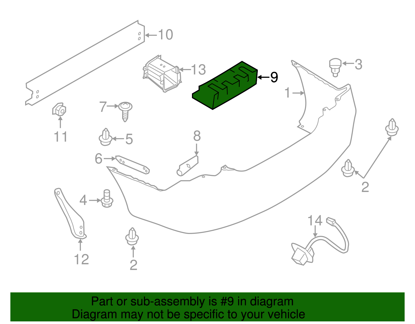 2012 Nissan Versa Bumper Impact Absorber 85090-3BA0A | CMA's Colonial ...