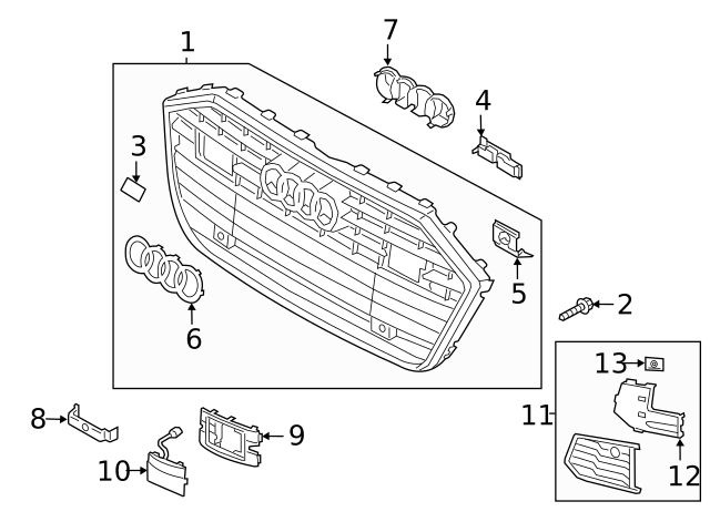 2020-2023 Audi S6 Center Grille 4K0-853-651-D-3FZ | TascaParts.com