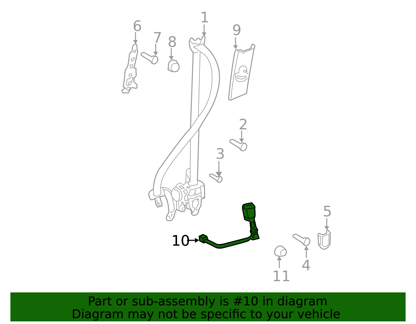 2011-2014 Toyota Sienna Seat Belt Receptacle (Left, Front) 73240-08030 ...