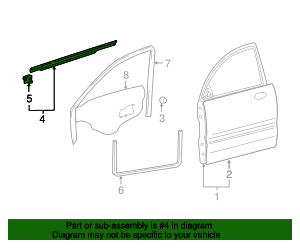 82220-39000 - Belt Weather-Strip - 2001-2005 Hyundai | Conicelli Hyundai