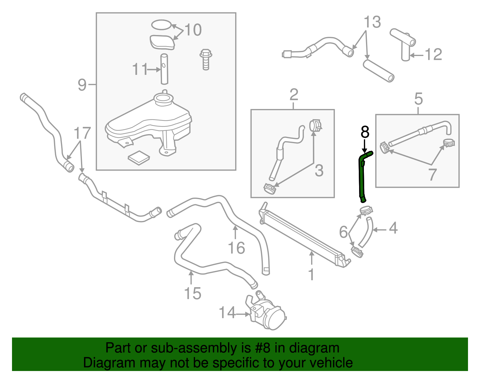 2011-2015 Hyundai Sonata Drive Motor Inverter Radiator Hose 25442-4R000 ...
