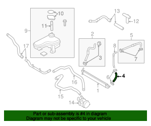 25450-4R000 - Drive Motor Inverter Radiator Hose - 2011-2015 Hyundai ...