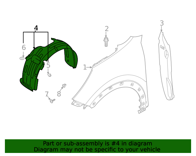 2019-2021 Kia Niro EV Fender Liner 86811 Q4000 | TascaParts.com