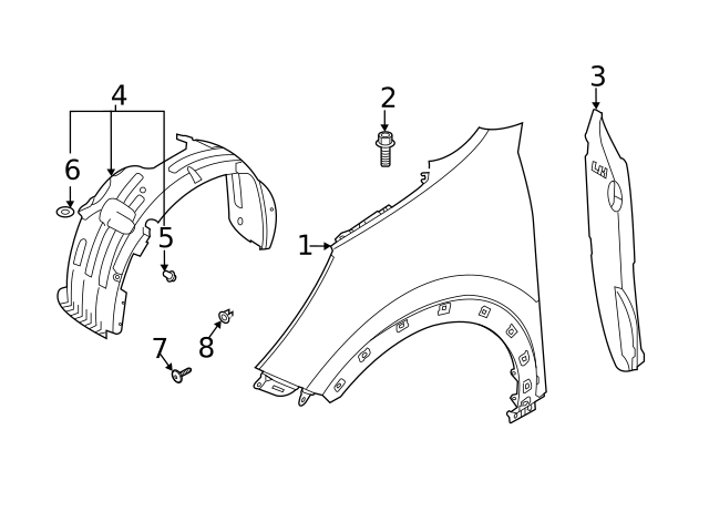 2019-2021 Kia Niro EV Fender Liner 86811 Q4000 | TascaParts.com