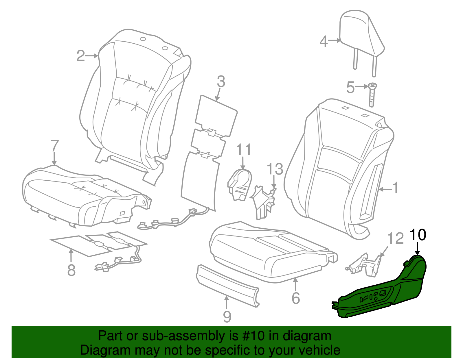 81638-T3L-A42ZA - 2013-2017 Honda Accord - Cover L Reclining (Outer ...