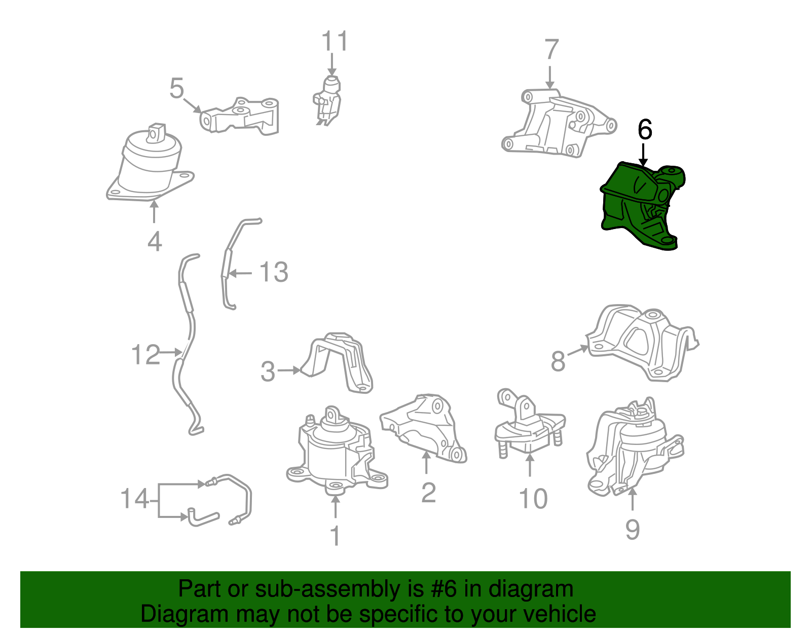 50810-TA0-A02 - 2008-2015 Honda - Rubber Assembly Rear Engine Mounting ...