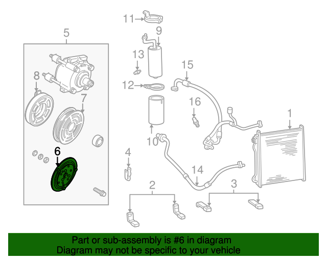 1990-2011 Ford A/C Compressor Clutch Hub 6S4Z-19D786-A | TascaParts.com