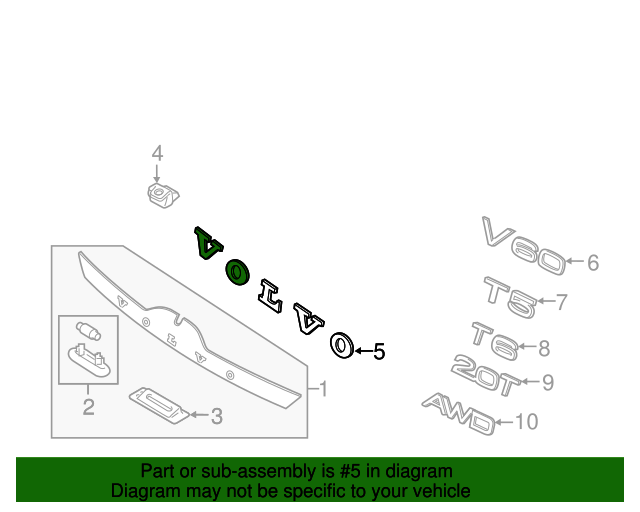 2009-2020 Volvo Hatch Emblem 31213612 | TascaParts.com