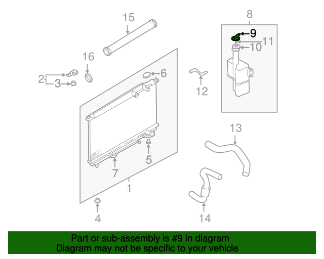 2001-2006 Kia Optima Reservoir Cap 25441-3C020 | TascaParts.com
