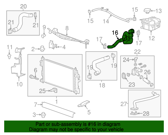 2014-2019 Chevrolet Heater Outlet Hose 84289827 | TascaParts.com