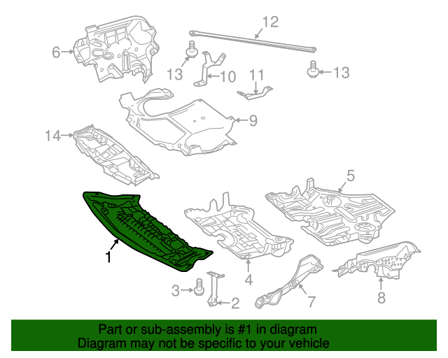 212-520-52-23 - Radiator Support Splash Shield 2014-2016 Mercedes-Benz ...
