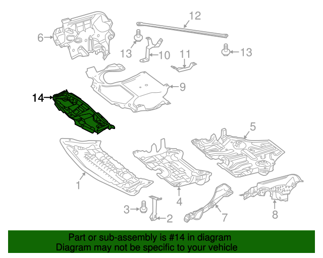 212-500-05-55 - Radiator Support Baffle 2014-2016 Mercedes-Benz ...