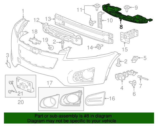 2015-2016 Chevrolet Trax Front Bumper Fascia Upper Support 95381748 ...