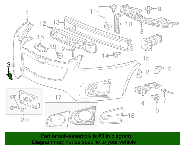 2015-2016 Chevrolet Trax Primed Front Bumper Fascia Tow Eye Access Hole ...