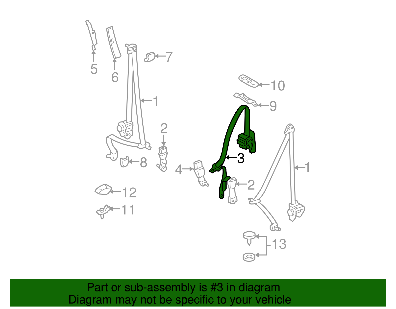 73301-0C021-E1 - Lap & Shoulder Belt 2004-2006 Toyota Tundra | Bam ...