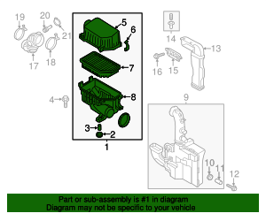 Genuine Air Cleaner Assembly for 2012-2017 Hyundai | Part# 28110-1R100 ...