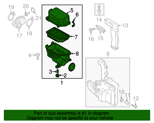 2013-2014 Hyundai Veloster Air Filter And Housing Assembly 28110-2V300 ...