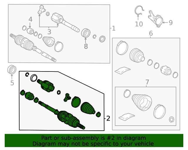2020-2023 Toyota Highlander Axle Assembly 43420-0E230 | Toyota Parts