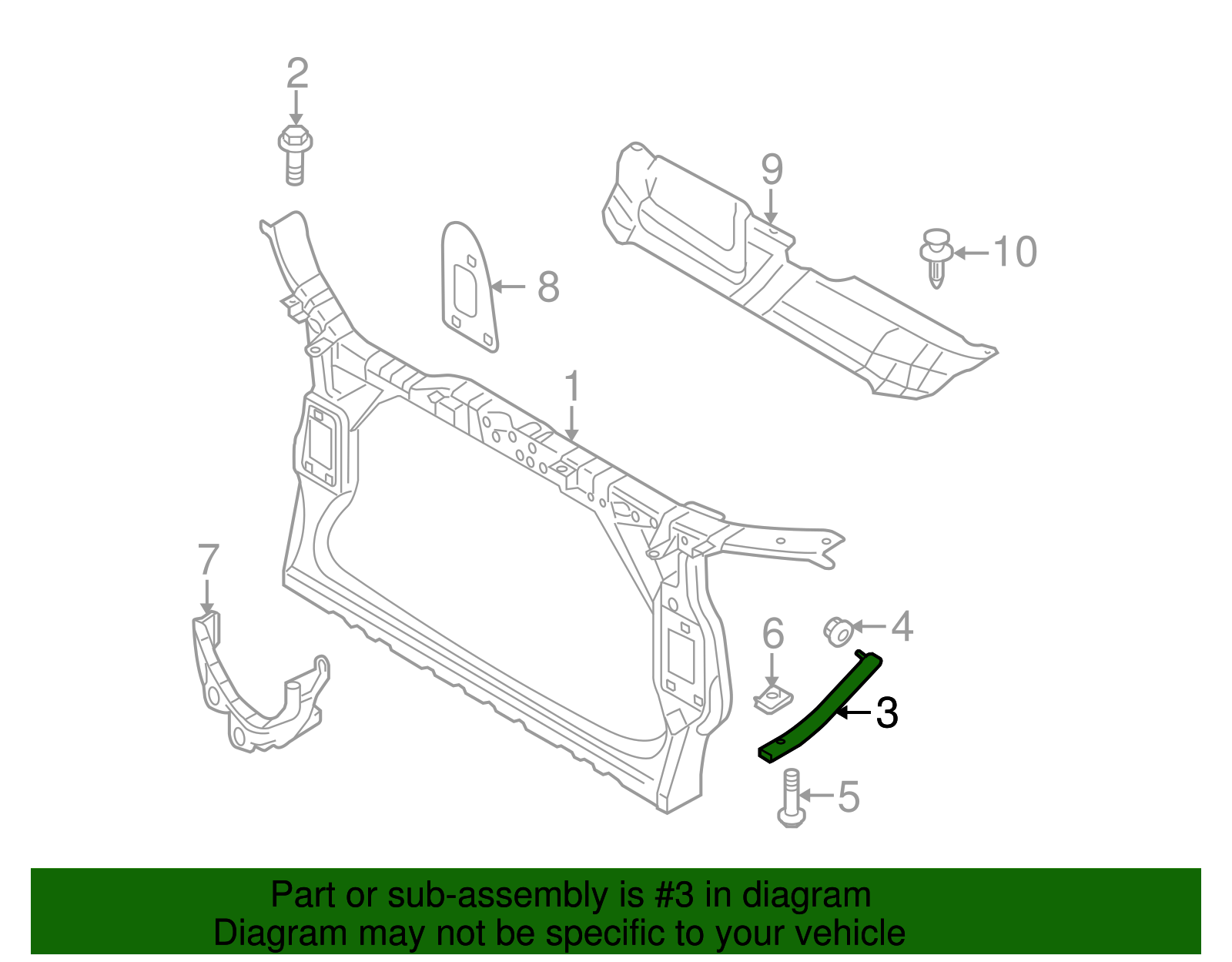 2008-2017 Audi Radiator Support Bracket 8K0-805-527-A | Audi USA Parts
