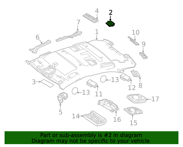 223-695-05-00 - Headliner Bracket 2021-2024 Mercedes-Benz ...
