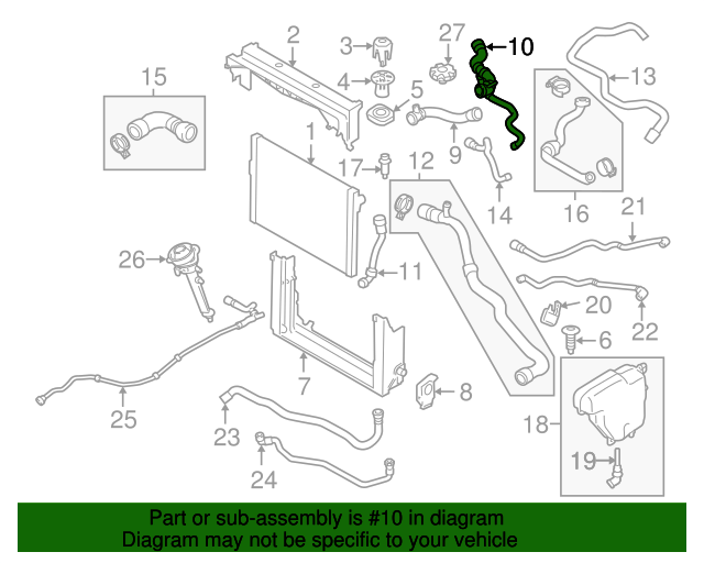17127591087 - 2010-2011 BMW 760Li Lower Hose (17-12-7-591-087) | BMW of ...