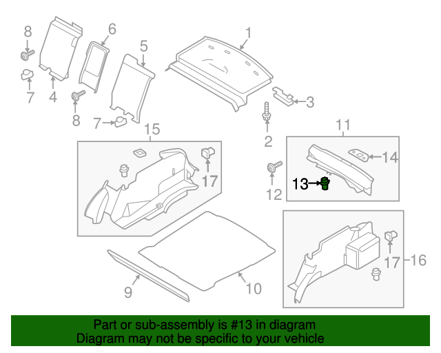 Ford -W710338-S451 - Upper Center Pillar Trim Retainer Clip - 2017-2022 ...