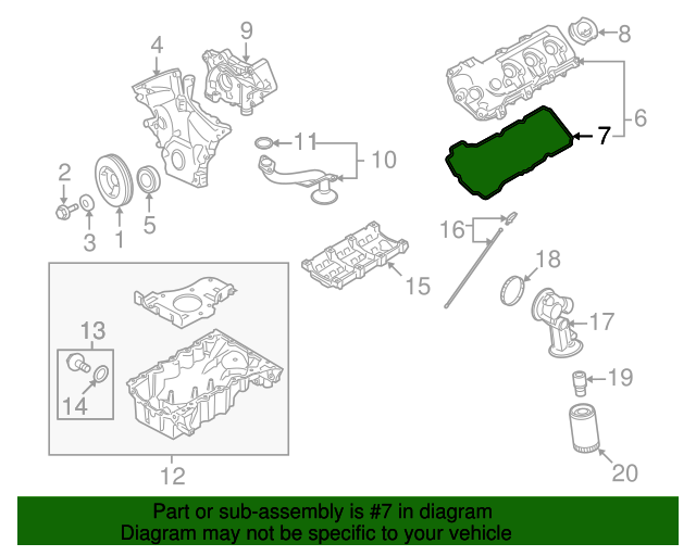 2007-2012 Ford Valve Cover Gasket - Driver's Side (LH) 7T4Z-6584-A ...