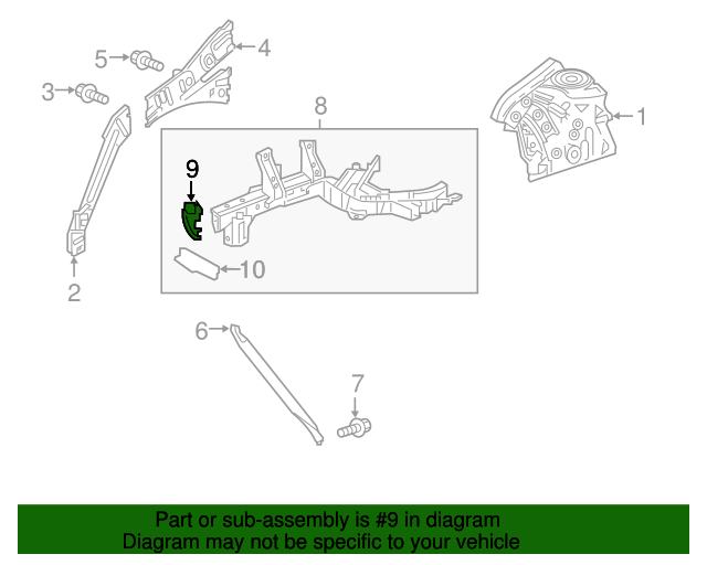 60935-TZ5-A00ZZ - Bracket L Front Bumper Beam Side - 2016-2021 Honda ...