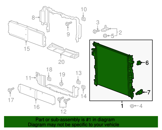 2018-2019 Chevrolet Traverse Engine Radiator 84569931 | GMPartsDirect.com
