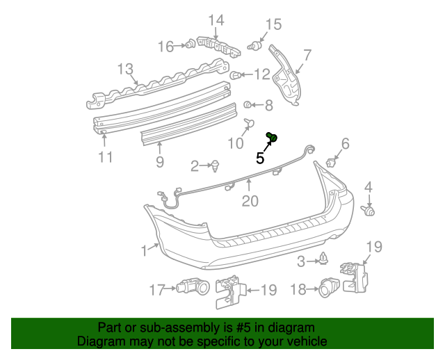 90189-06222 - Bumper Cover Support Rail Grommet - 2004-2023 Toyota ...