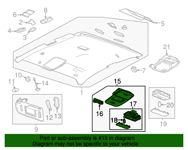 2015-2022 GM Very Light Platinum Roof Console 23498238 | GMPartsDirect.com