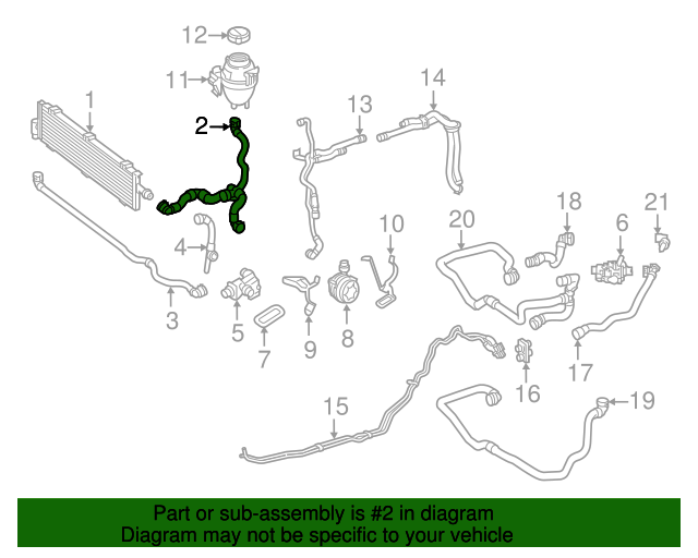 205-501-16-91 - Coolant Hose 2016-2018 Mercedes-Benz C 350e ...