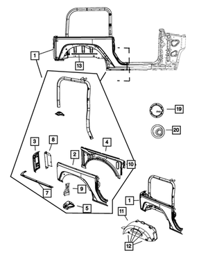 2007-2018 Jeep Rear Corner Panel, Right 68230220AB | Mopar eStore