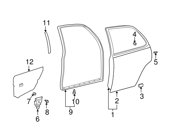 2000-2009 Toyota Door Weather-Strip Clip 67869-AA010 | Toyota Parts Center