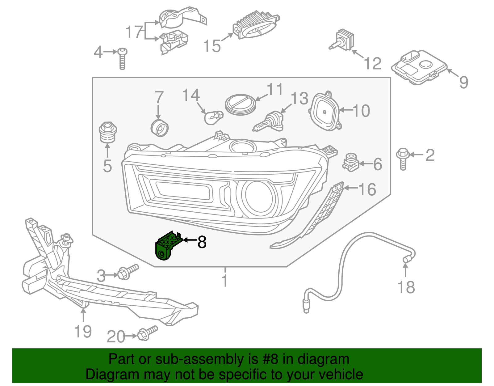 2018-2020 Audi Headlamp Assembly Bracket 80A-941-453 | OEM Parts Online