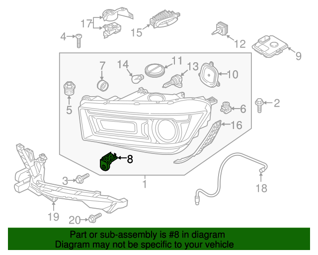 2018-2020 Audi Headlamp Assembly Bracket 80A-941-453 | OEM Parts Online