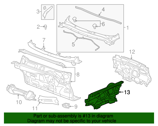 2016-2020 Buick Envision Outer Dash Panel Insulator with Retainers ...