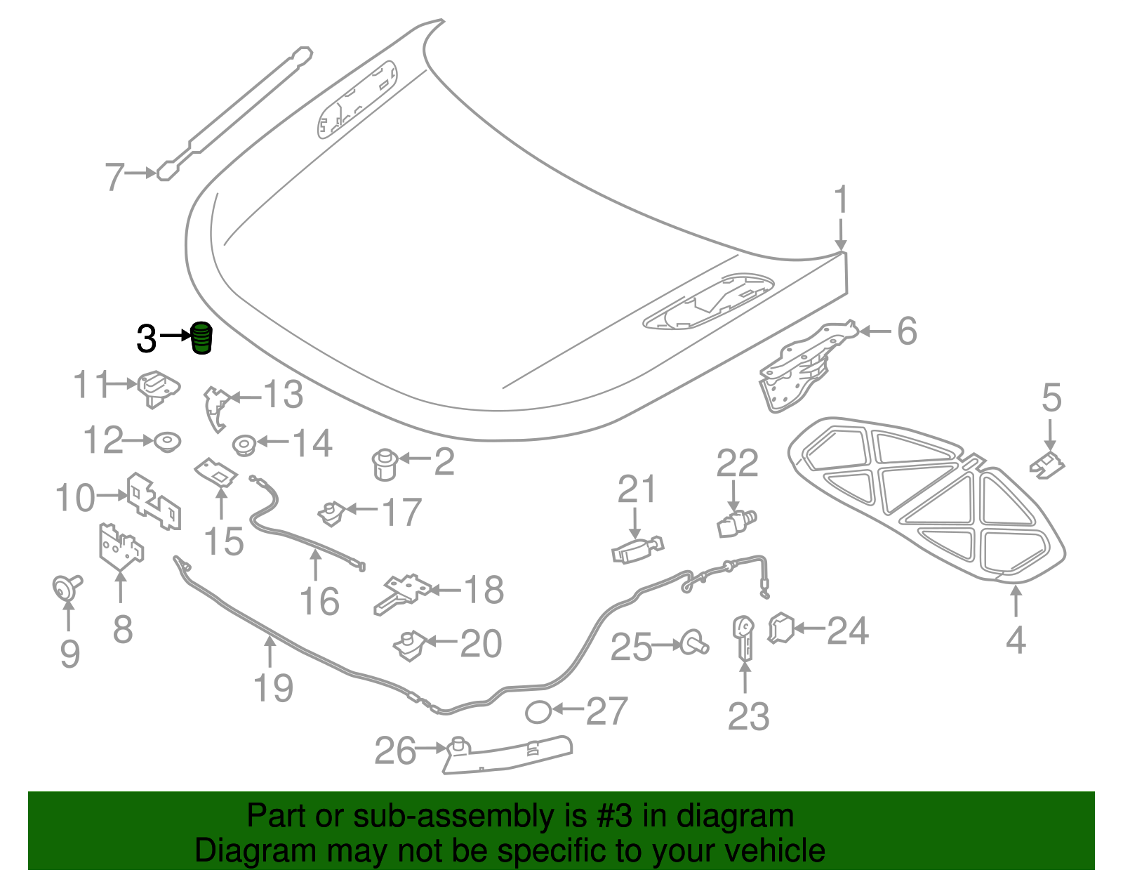 2005-2023 Land Rover Hood Bumper LR023025 | Express Land Rover Parts