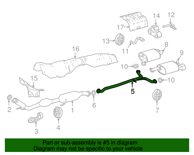17420-F0110 - Pipe Assembly, Exhaust, Center - 2018-2024 Toyota Camry ...