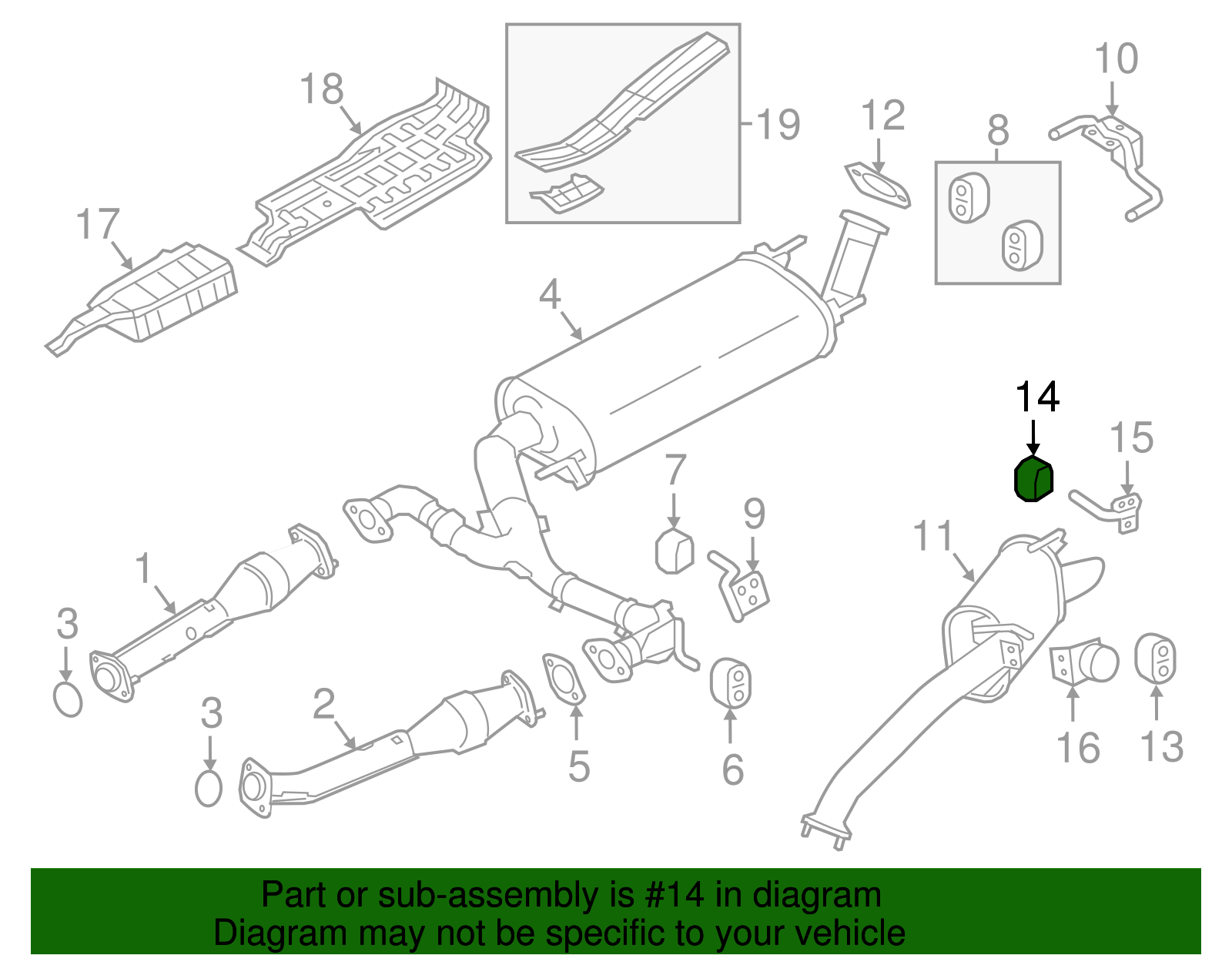 2017-2024 Nissan Armada Muffler W/Tailpipe Insulator 20650-AF40A ...