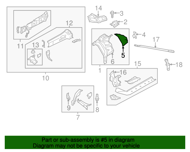 2013-2020 Toyota Apron Rear Panel SU003-01315 | Toyota Parts Center