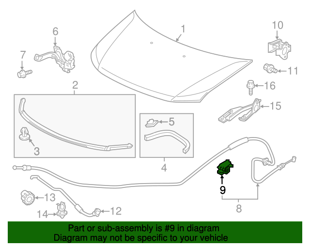 2003 2021 Honda Clip Hood Open Wire Black 91504 Sda 003 Honda Parts Online 