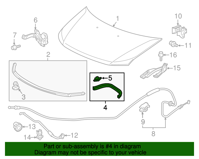 74121-TK8-A00 - Seal Hood In Rubber - 2011-2017 Honda Odyssey | Honda ...