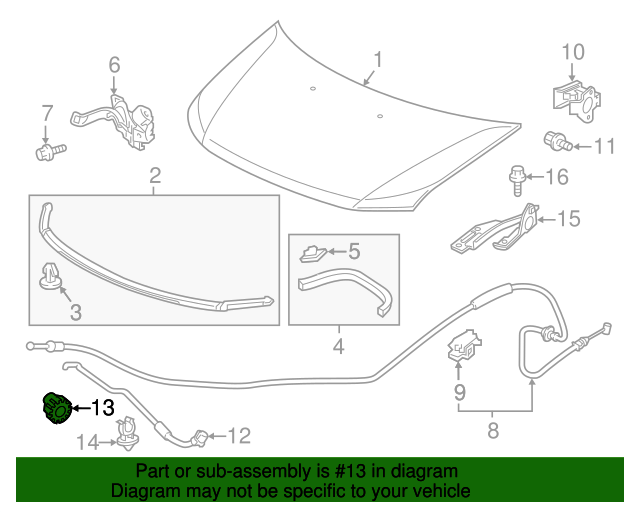 90601-S0X-A01 - Grommet Hood Open Stay - 1999-2017 Honda | Honda Car ...