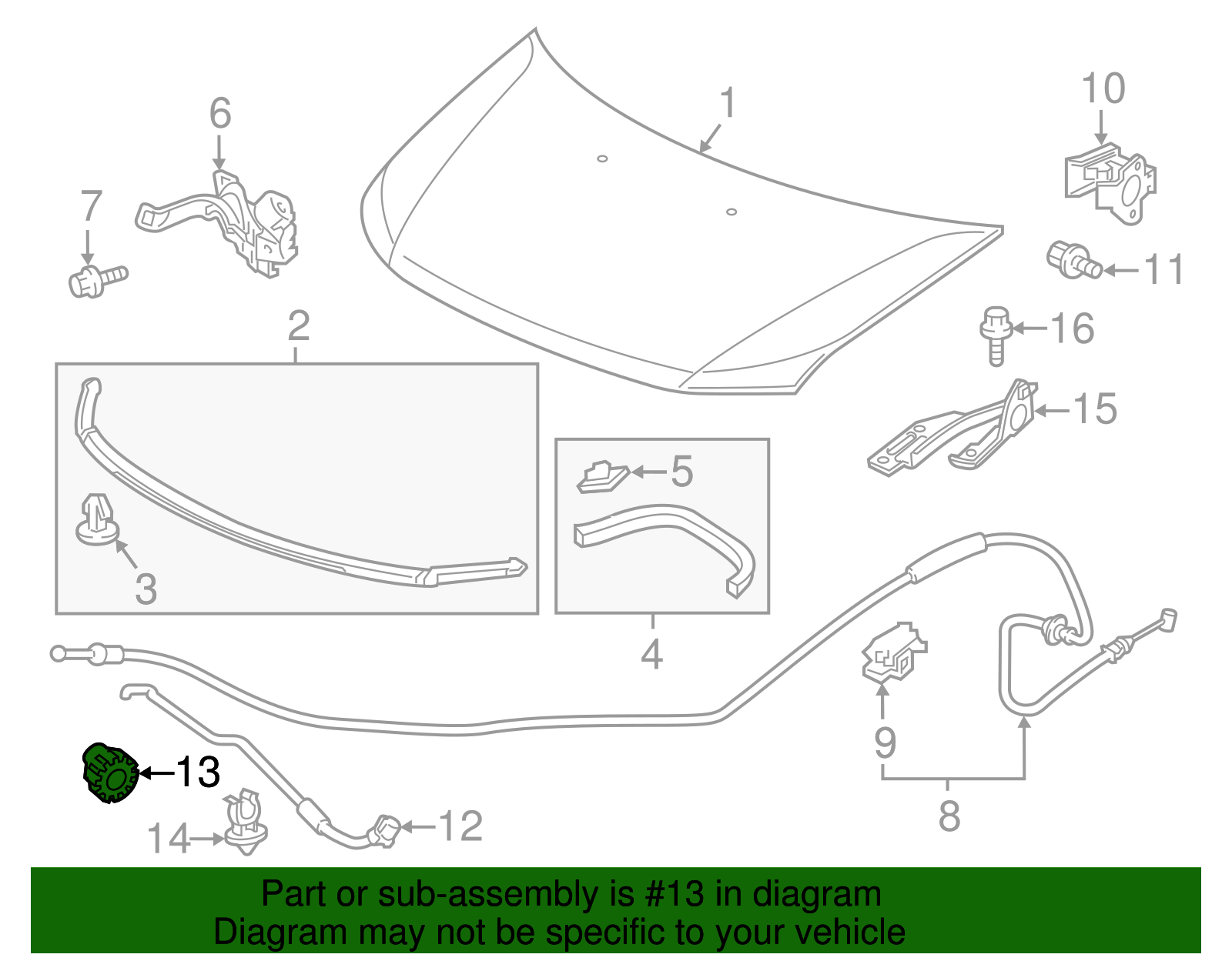 90601-S0X-A01 - 1999-2017 Honda - Grommet Hood Open Stay | Genuine ...