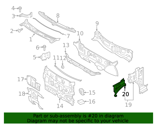 2018-2023 Nissan Kicks Upper Side Panel - Driver's Side (LH) F4113 ...