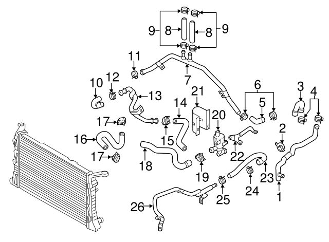 2013-2018 Audi Engine Coolant Hose 079-121-059-A | Audi USA Parts