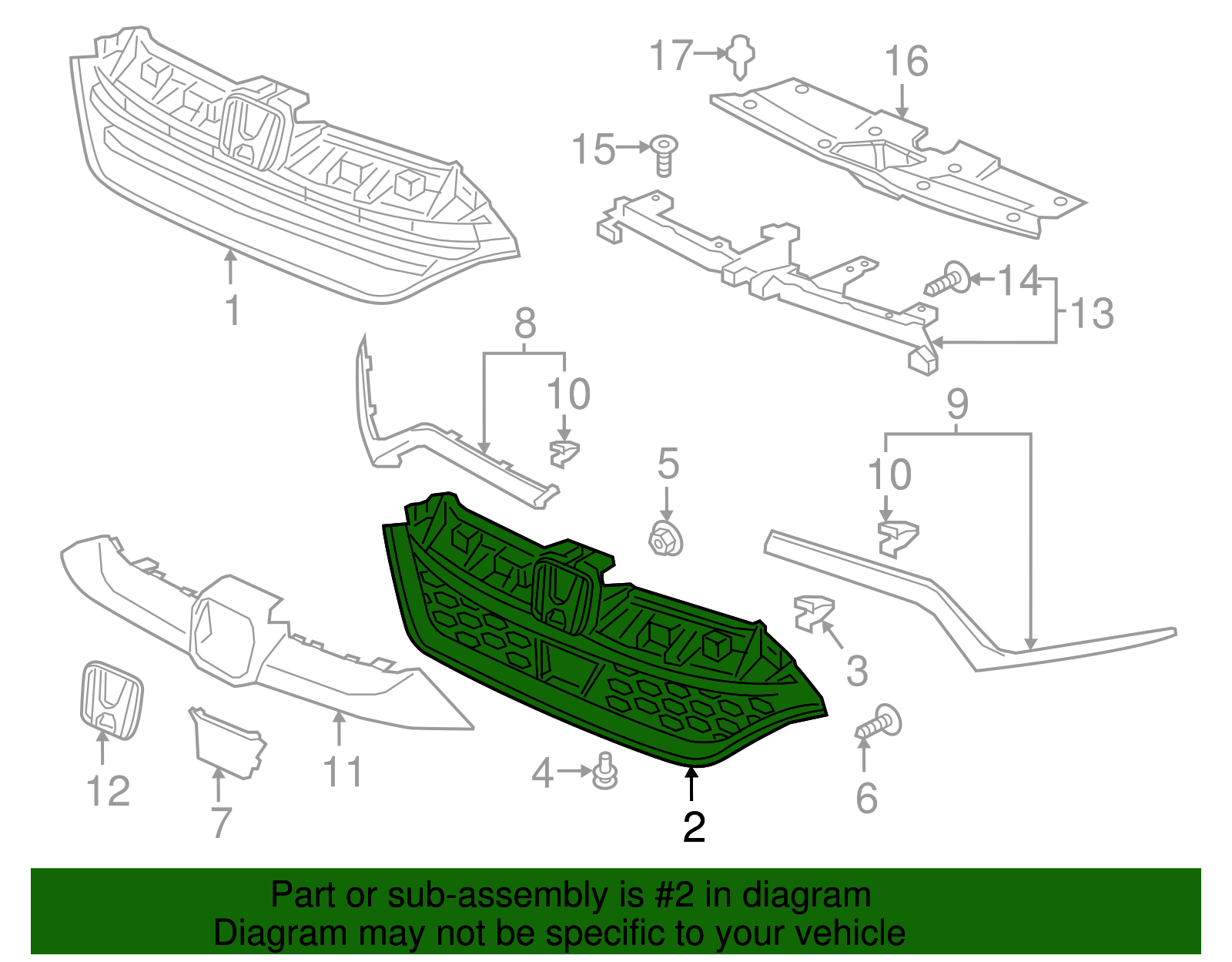 71121-TLA-A10 - 2017-2019 Honda CR-V - Base Front Grille | Honda Parts Guys